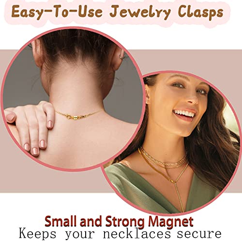 Kcctoo Magnetic Necklace Clasps and Closures - 14k Gold and Silver Plated Bracelet Connectors for Necklaces Chain Jewelry Making