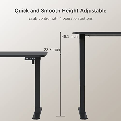 Furmax Electric Height Adjustable Standing Desk Large 55 inch Sit Stand up Desk Home Office Computer Desk Memory Preset with T-Shaped Metal Bracket, Black