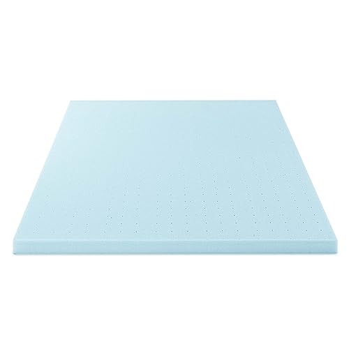 Best Price Mattress 3 Inch Ventilated Memory Foam Mattress Topper, Cooling Gel Infusion, CertiPUR-US Certified, Cal King, Blue