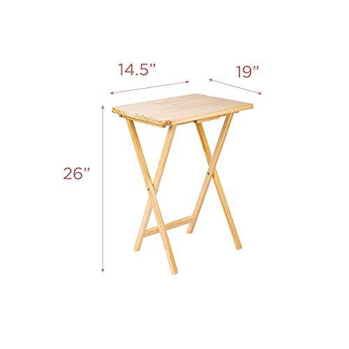 Pearington Ranchwood Folding TV Tray Table for Dining, Laptop Computer Stand, Gaming, Desk, 4-Pack, Natural Wood Finish