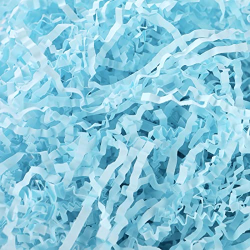 Green Bean 0.5 LB Crinkle Cut Paper Shred Filler, Baby Blue Shredded Paper for Gift Baskets Filling, Crinkle Paper for Gift Wrapping