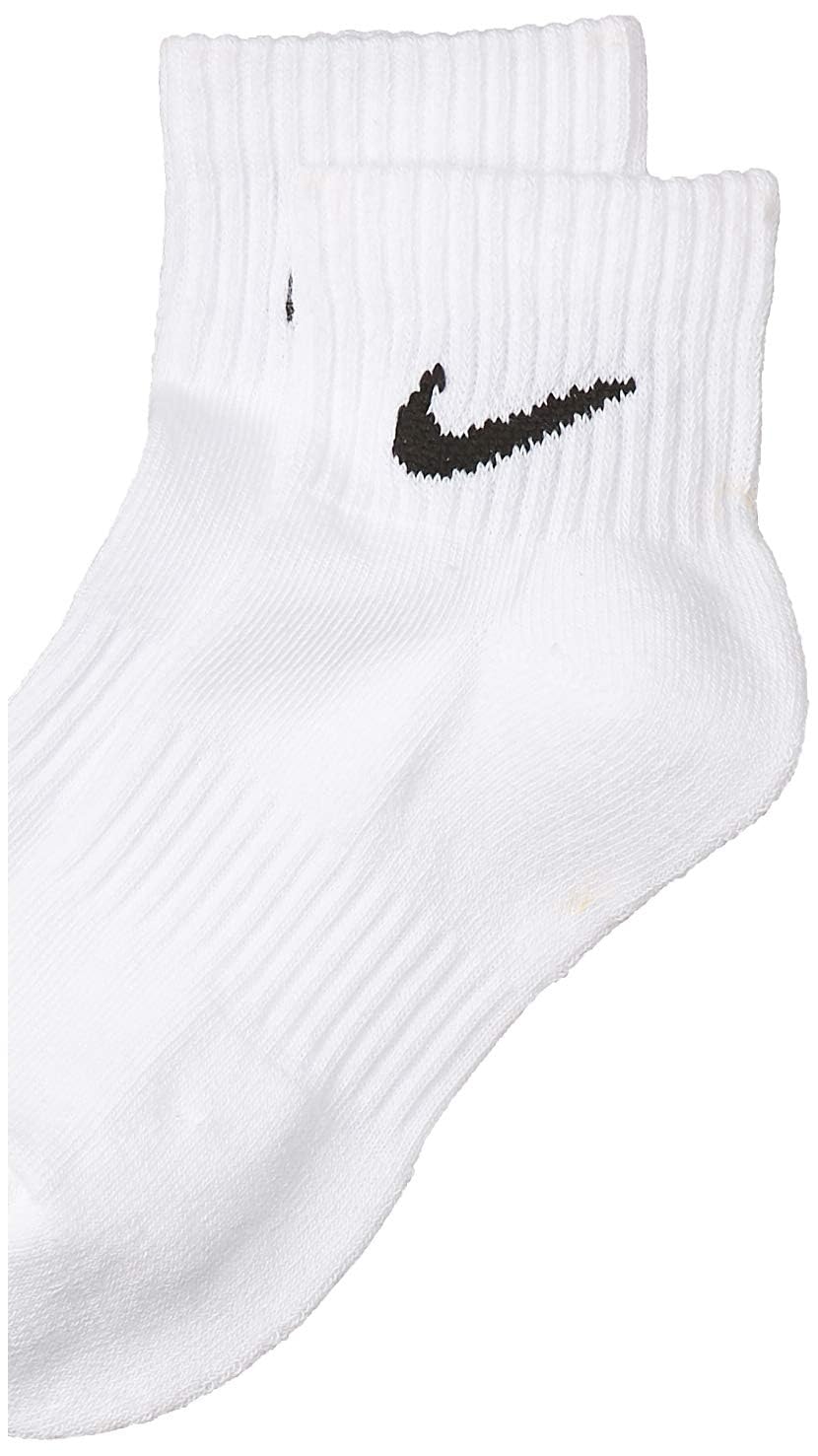 Nike Everyday Cushion Ankle Training Socks (3 Pair), Men's & Women's Ankle Socks with Sweat-Wicking Technology, White/Black, X-Large