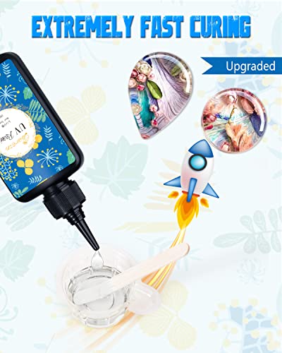 Bsrezn Upgraded UV Resin Kit with Light- 200g Clear Hard UV Cure Epoxy Resin Supplies Premixed Activated Glue Fast Curing Starter Jewelry Making Kit for Craft Beginner