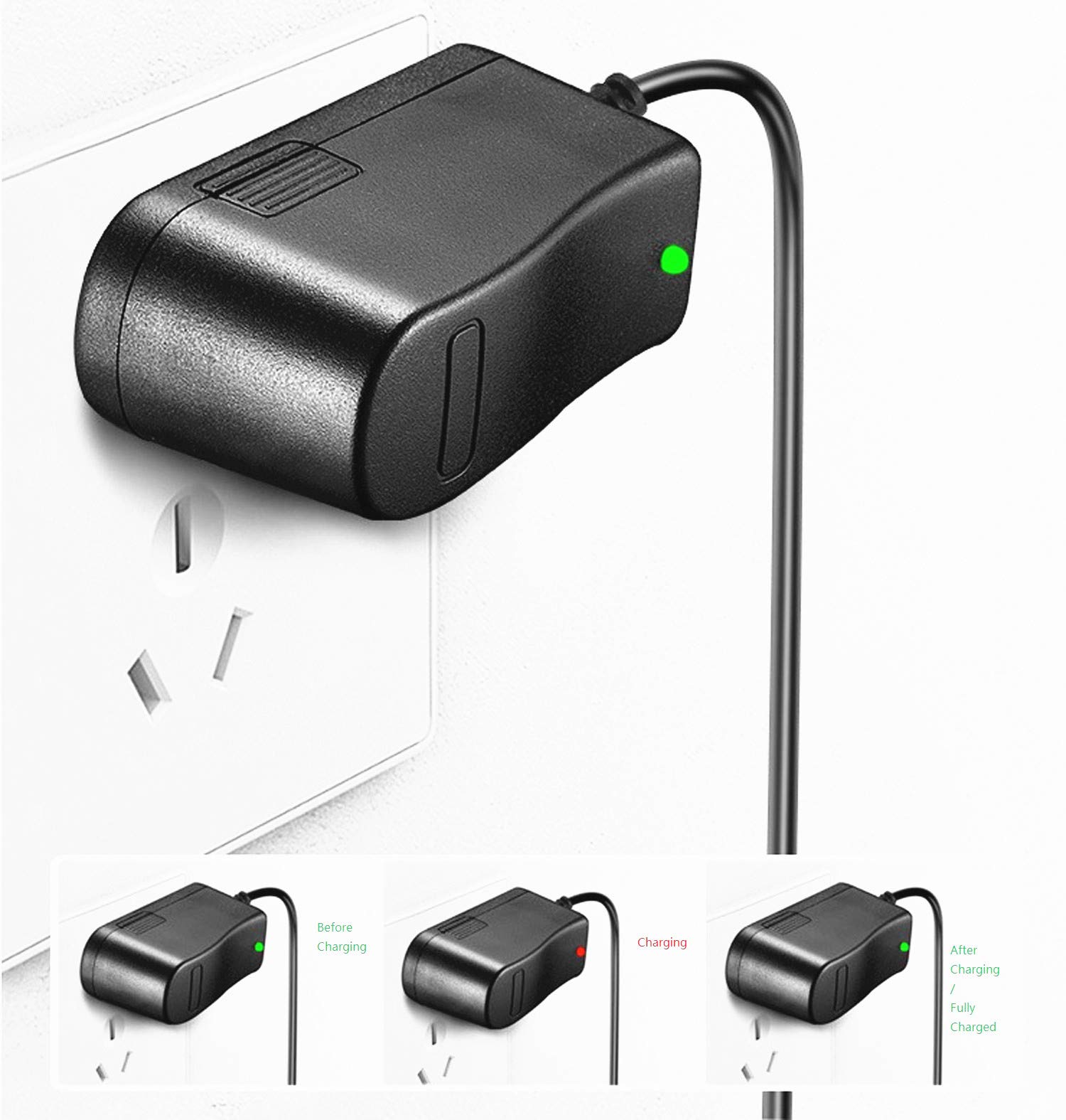 NOYITO 4.2V 1A Power Adapter Li-ion Battery Charger with LED Indicator 5.5 x 2.5 2.1mm Interface Suitable for 3.7V 4.2V 1-String Lithium Battery Pack