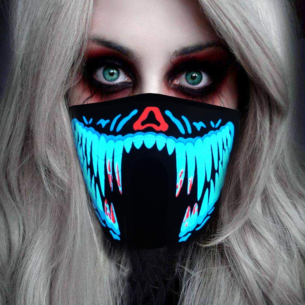 ShineWorld Halloween Mask Neon Mask led mask Scary Mask Light up Mask Cosplay Mask Lights up for Halloween Festival Party (Blood Teeth)