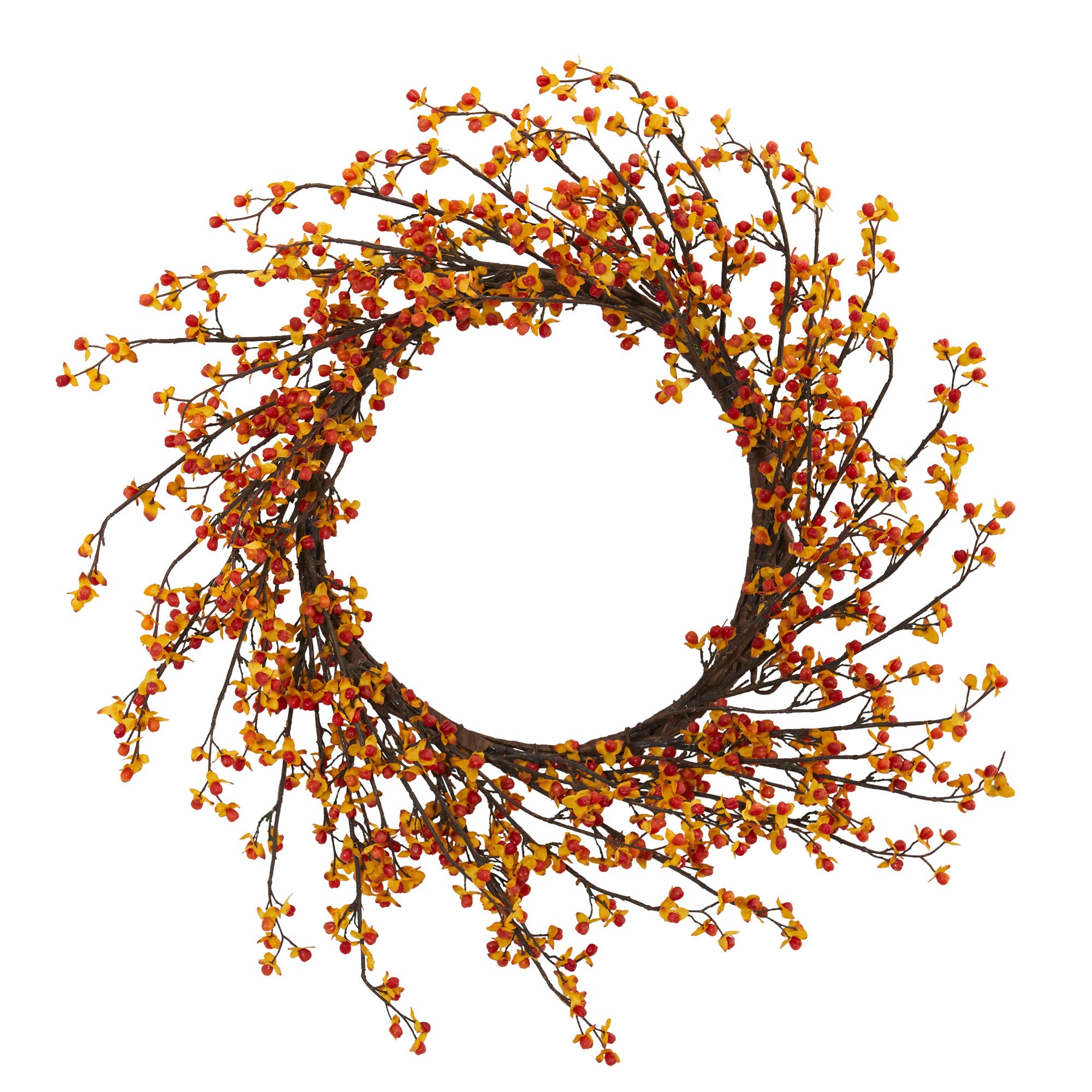 Nearly Natural 4597 24" Sweet Bitter Wreath Orange