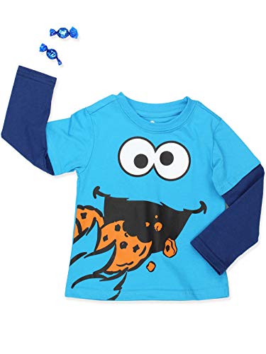 Sesame Street Elmo and Cookie Monster Boys Shirt for Infant and Toddlers Light Blue