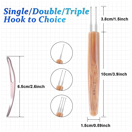 6PCS Dreadlock Crochet Needle for Dreadlocks, Durable 0.75mm Dreadlock Crochet Hooks for Hair with Interlocking Tool, Excellent for Maintaining Real Dread Loc