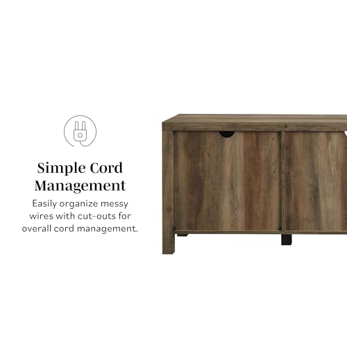 Walker Edison Georgetown Modern Farmhouse Double Barn Door TV Stand for TVs up to 80 Inches, 70 Inch, Rustic Oak, Without Fireplace, 15.75 x 70 x 24 inches