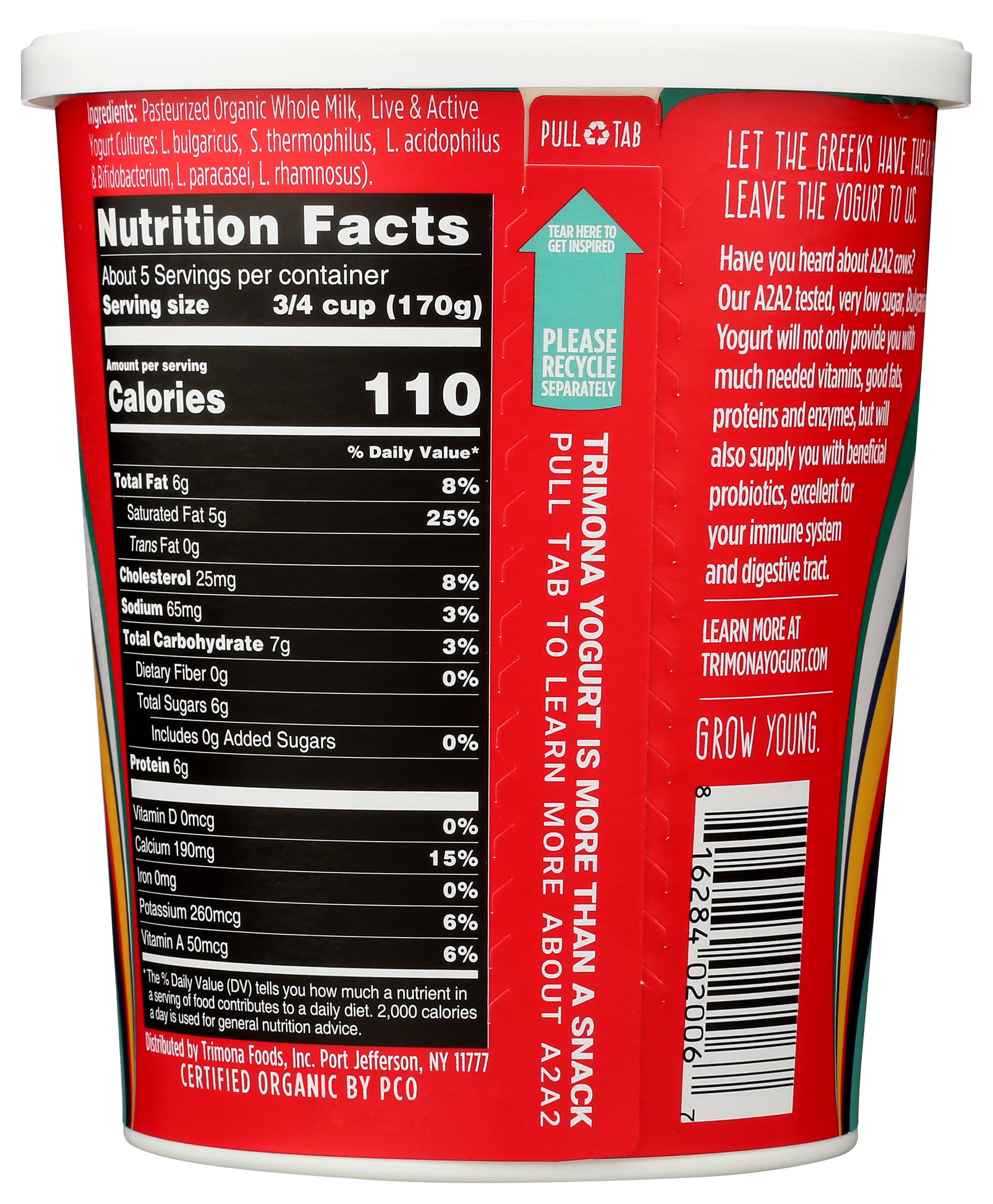 TRIMONA FOODS Organic Plain Bulgarian A2A2 Yogurt, 32 OZ