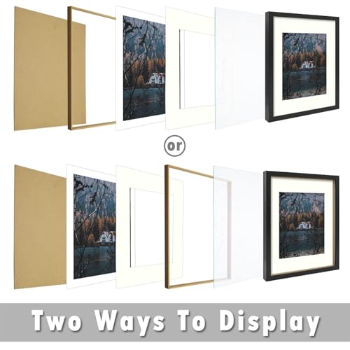 Frametory, 11x14 Picture Frame with Mat for 8x10 Photo - Country Rustic Style - High Definition Glass Wide Molding - Preinstalled Wall Mounting Hardware (Rustic Black, 1 Pack)