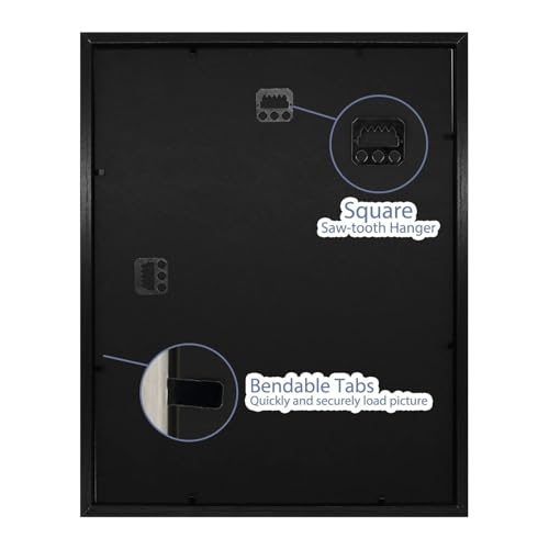 Frametory, 11x14 Picture Frame with Mat for 8x10 Photo - Country Rustic Style - High Definition Glass Wide Molding - Preinstalled Wall Mounting Hardware (Rustic Black, 1 Pack)