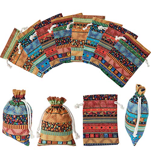 28 Pack Egyptian Style Jewelry Coin Pouches Aztec Print Drawstring Gift Bag Christmas New Year's Day Gift Bag for Candy Wedding Party Valentine Favors