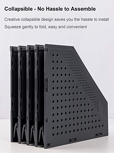 Leven/Deli Collapsible Magazine File Holder/Desk Organizer for Office Organization and Storage with 4 Vertical Compartments