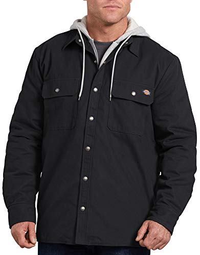 Dickies mens Relaxed Fit Hooded Duck Shirt Quilted Jacket, Black, Large US
