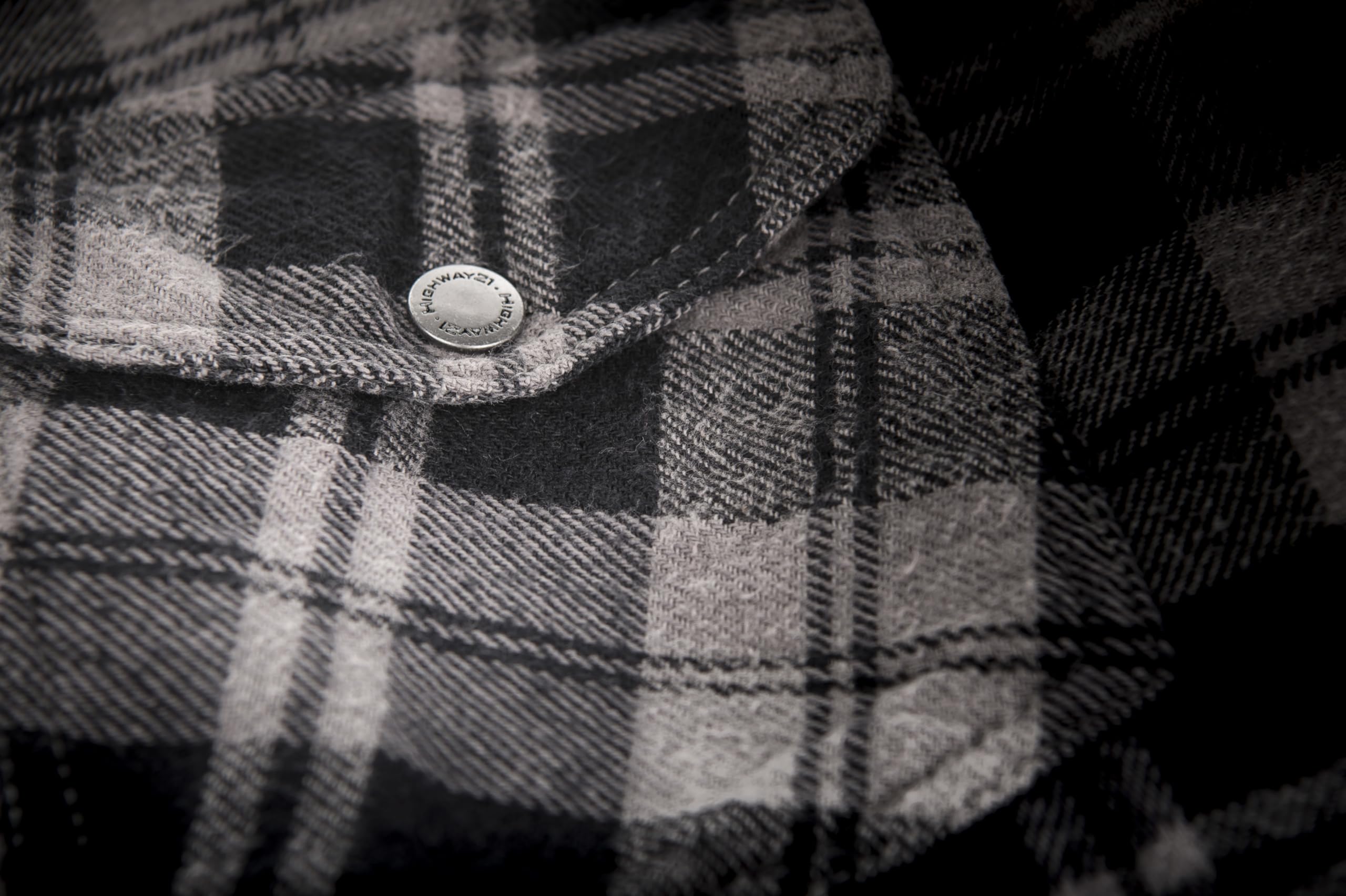 HIGHWAY 21 Marksman Flannel Shirt, Plaid, Button-Down Motorcycle Jacket for Men, Protective Woven Cotton Fabric