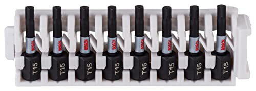 Bosch Professional 8pcs. Screwdriver Bit Set Torx (Impact Control, T15 Bits, Length 25mm, Pick and Click, Accessory Impact Drill)