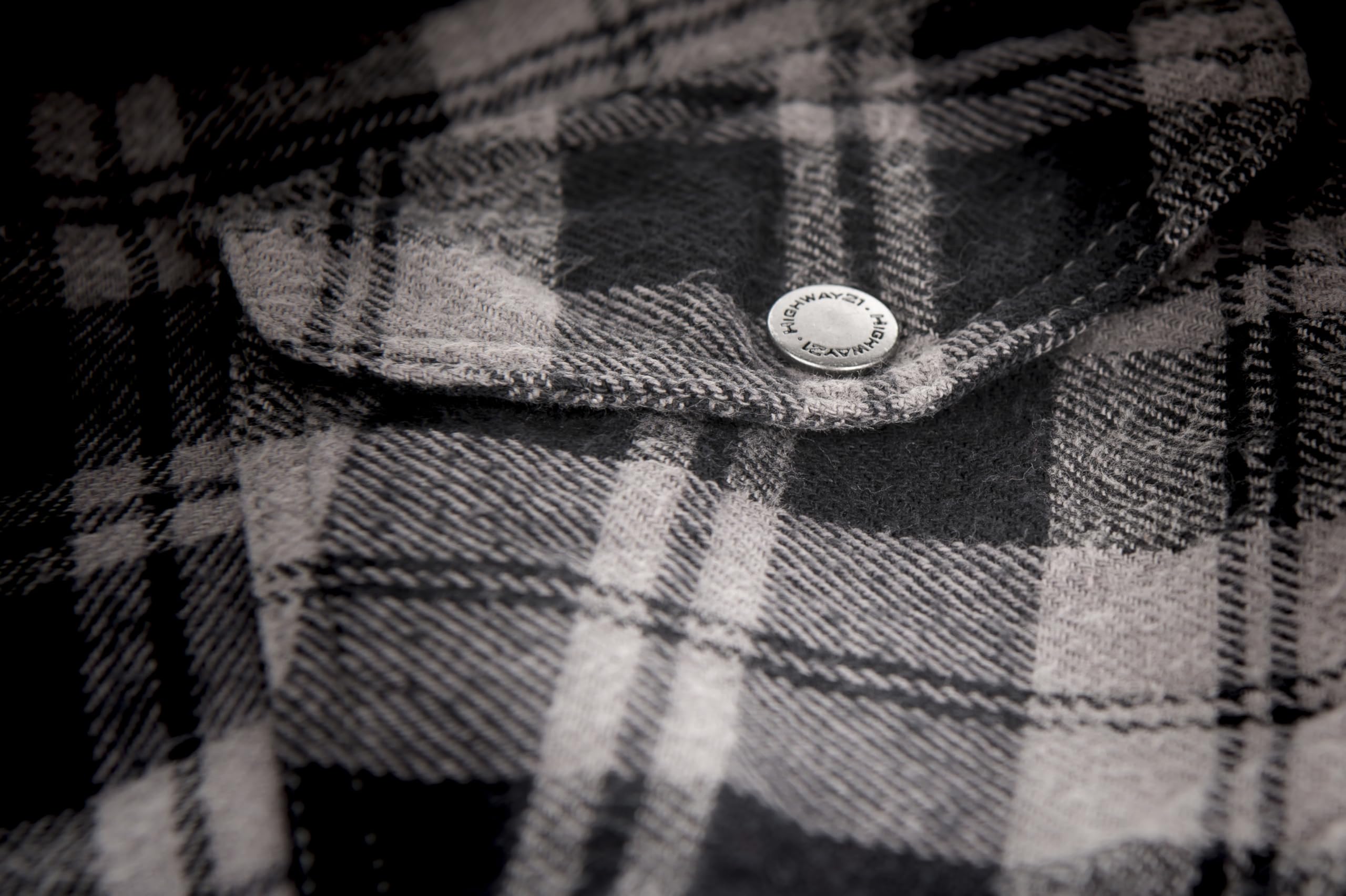 HIGHWAY 21 Marksman Flannel Shirt, Plaid, Button-Down Motorcycle Jacket for Men, Protective Woven Cotton Fabric