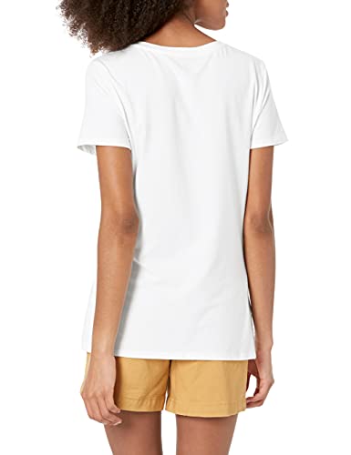 Amazon Essentials Women's Classic-Fit Short-Sleeve V-Neck T-Shirt, Pack of 2, Black/White, Medium