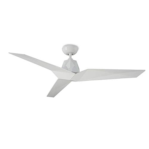 Vortex Smart Indoor and Outdoor 3-Blade Ceiling Fan 60in Gloss White with Remote Control works with Alexa, Google Assistant, Samsung Things, and iOS or Android App