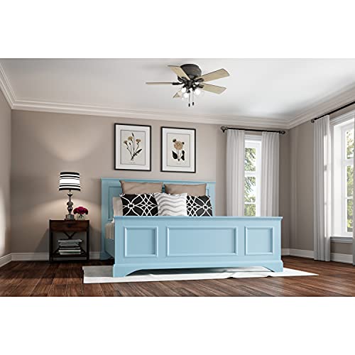 Hunter Crestfield Indoor Low Profile Ceiling Fan with LED Light and Pull Chain Control, 42", Noble Bronze