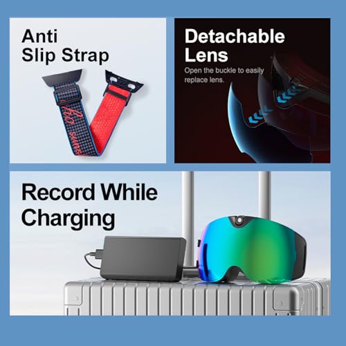 OhO Smart Ski Goggles, 4K Camera Snowboard Goggles with Adjusted View of Camera Recroding,UV Protection, Anti Fog (Men/Women)