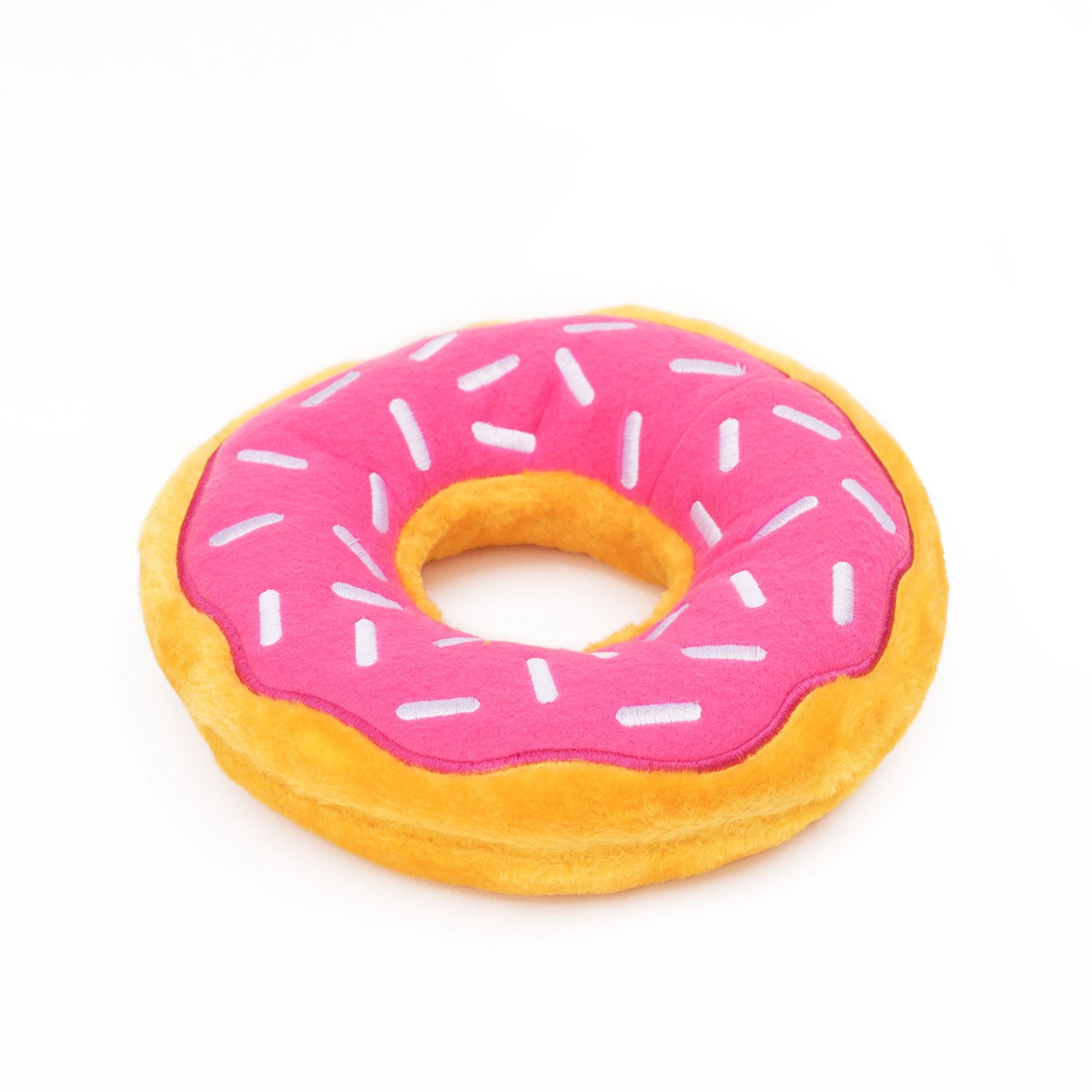 ZippyPaws - Jumbo Donutz - Strawberry - Interactive Pet Donut Toys for Dogs with Embroidered Sprinkles, Soft, No Stuffing, Durable Large Breed Dog & Puppy Toys with Squeaker