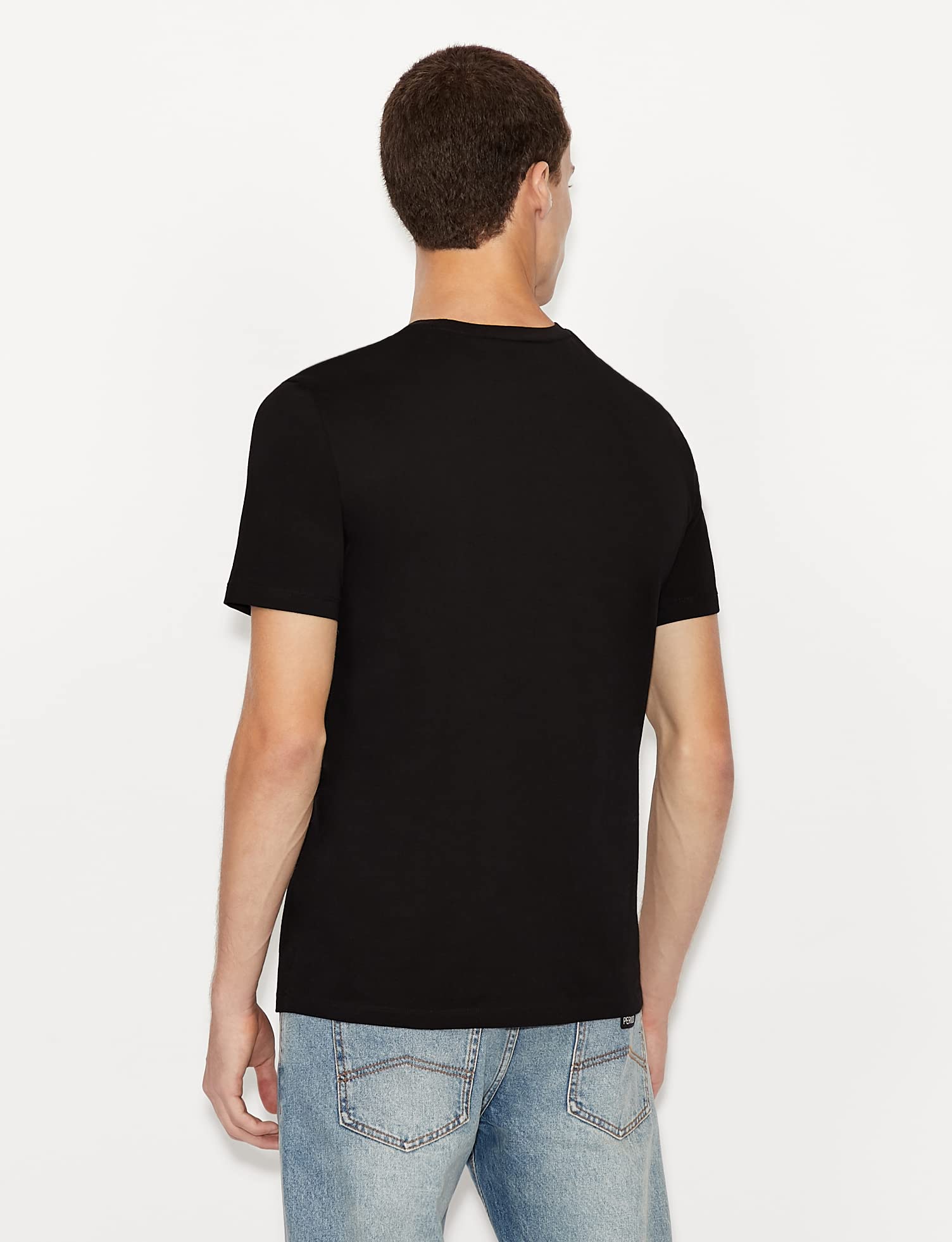 A|X ARMANI EXCHANGE mens Classic Crew Logo Tee T Shirt, Black, Medium US