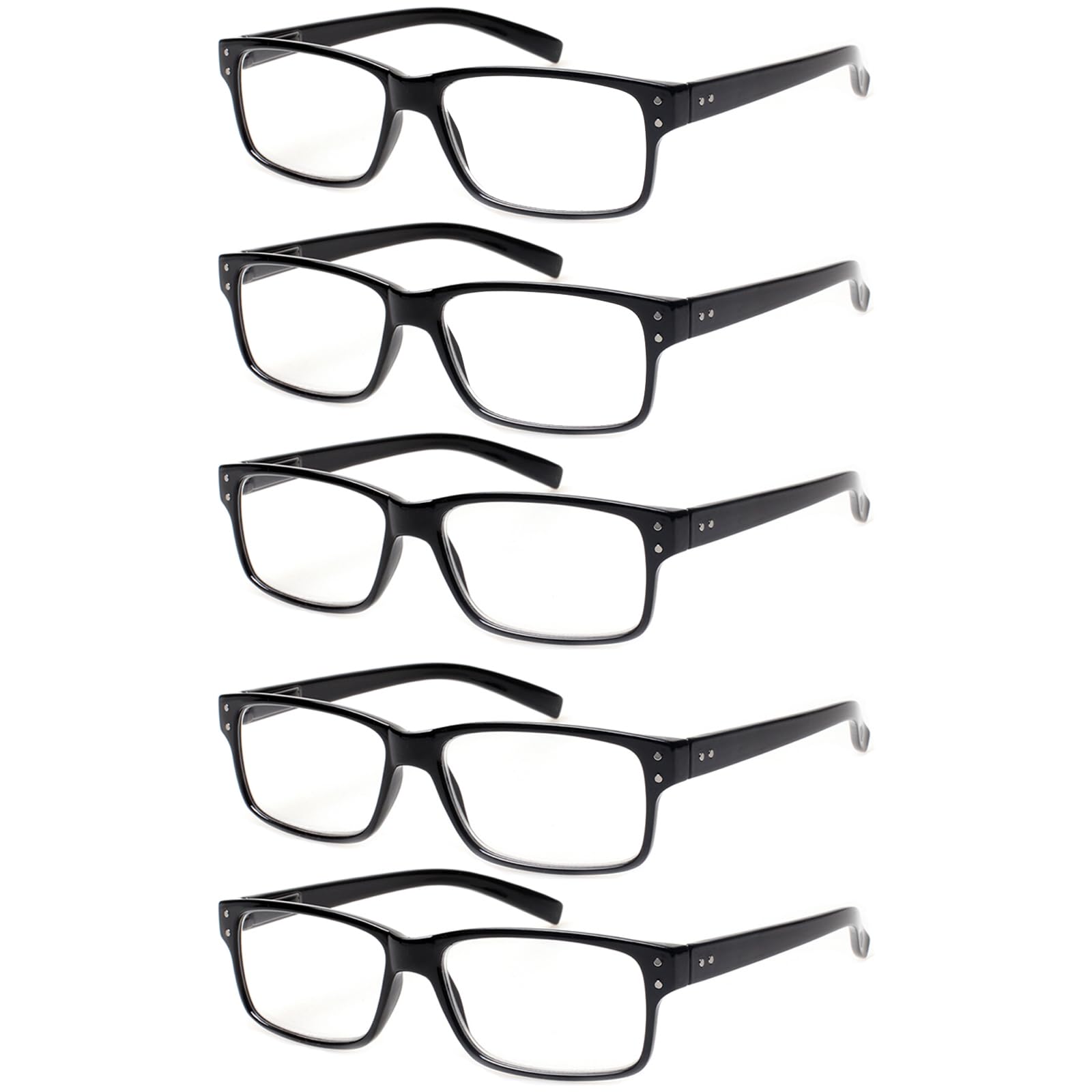 NORPERWIS Reading Glasses 5 Pairs Quality Readers Spring Hinge Glasses for Reading for Men and Women (5 Pack Black, 1.25)