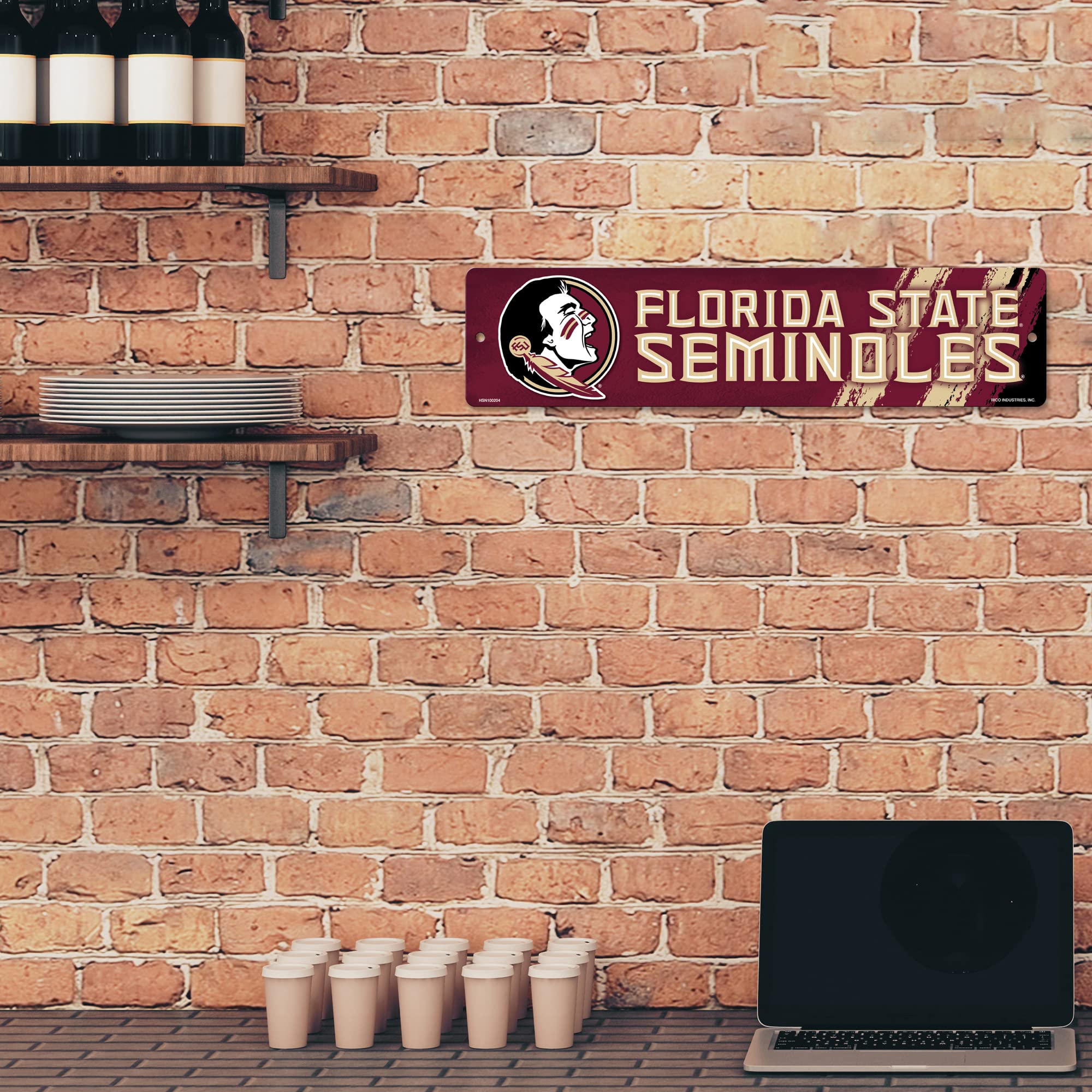 Rico Industries NCAA Florida State Seminoles 16-Inch Plastic Street Sign Décor