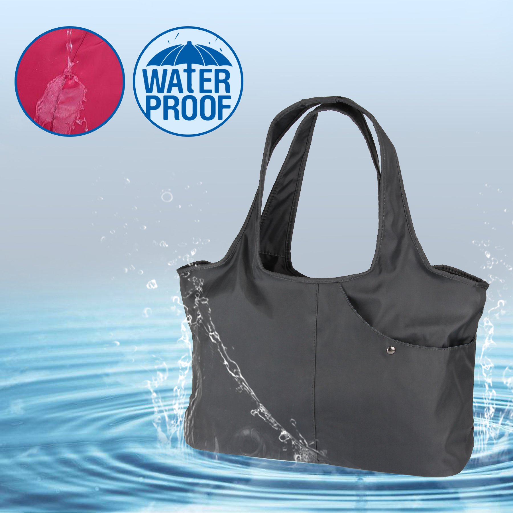 ZOOEASS Women Fashion Large Tote Shoulder Handbag Waterproof Tote Bag Multi-function Nylon Travel Shoulder(Grey)