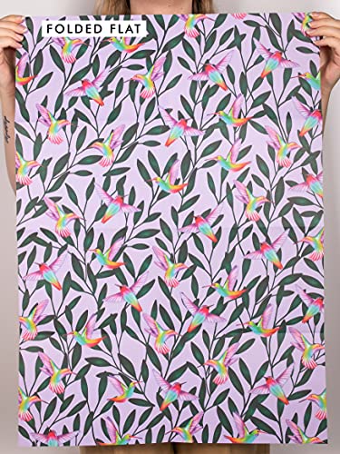 Central 23-6 Wrapping Paper Sheets - Purple Hummingbirds - Rainbow - Green - Trendy Wrapping Paper for Girls Women - Recyclable