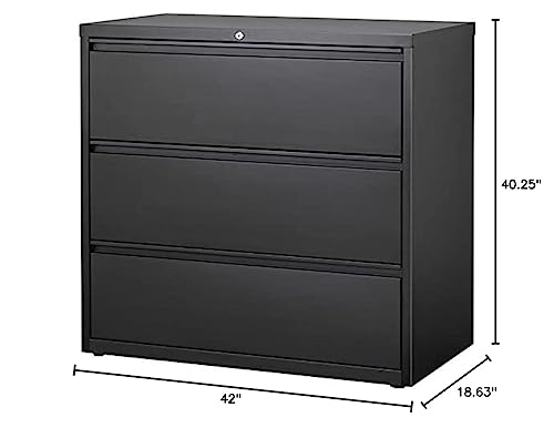 Hirsh 42-in Wide HL8000 Series Metal 3 Drawer Lateral File Cabinet Black