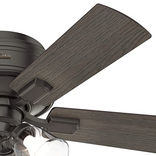 Hunter Crestfield Indoor Low Profile Ceiling Fan with LED Light and Pull Chain Control, 42", Noble Bronze