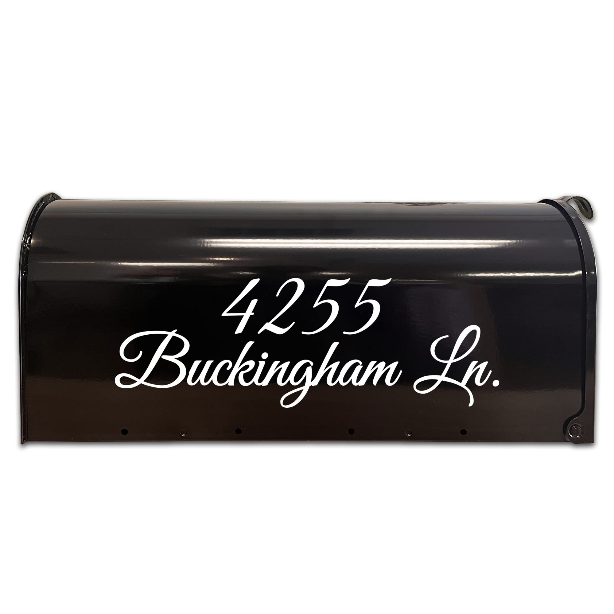 VWAQ Mailbox Address Decal Set of 2 - Insert Street Name & Address Personalized Decals CMB7 (White, 12" W X 4" H)