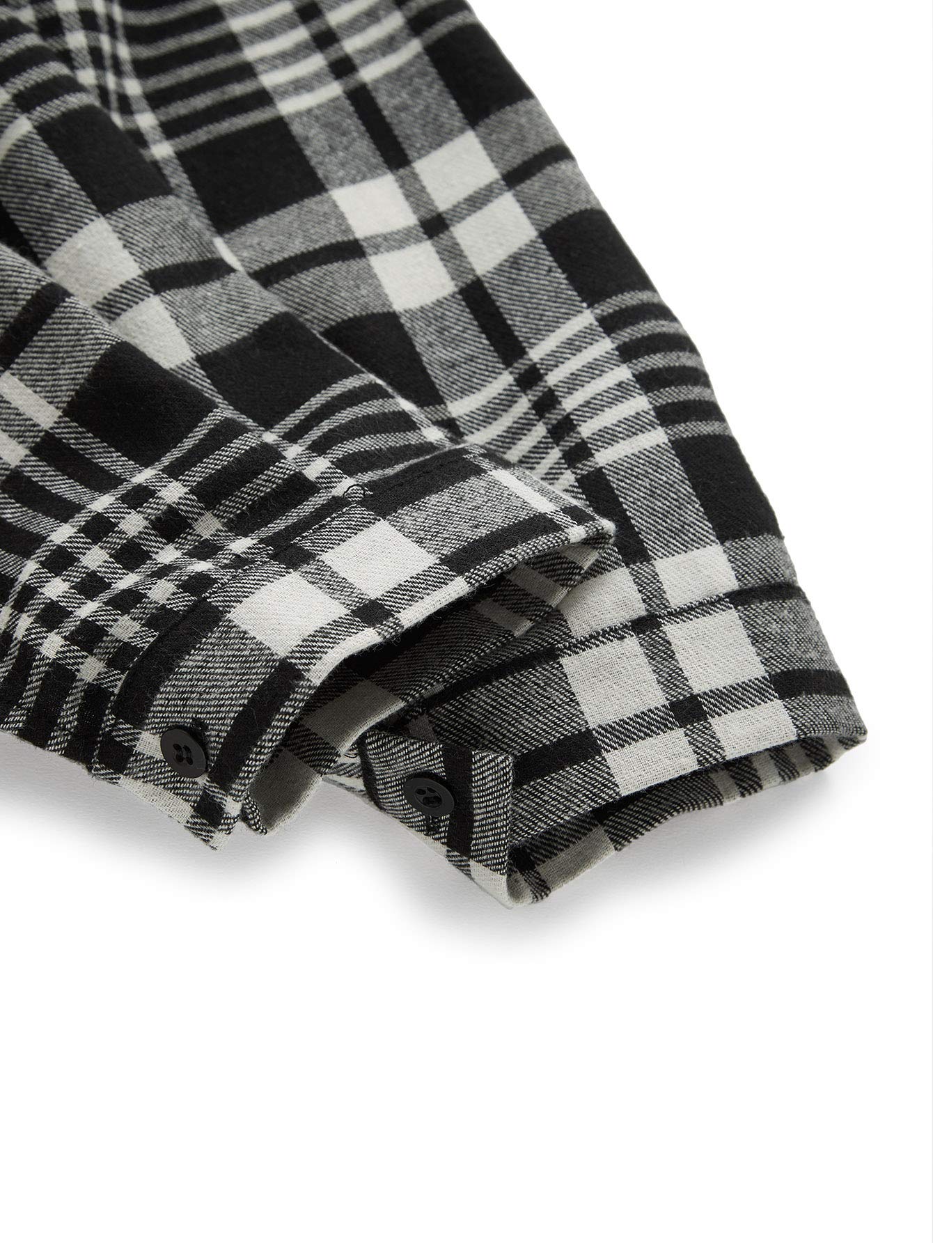 SweatyRocks Women's Long Sleeve Plaid Hoodie Jacket Button Down Blouse Tops Black White Medium