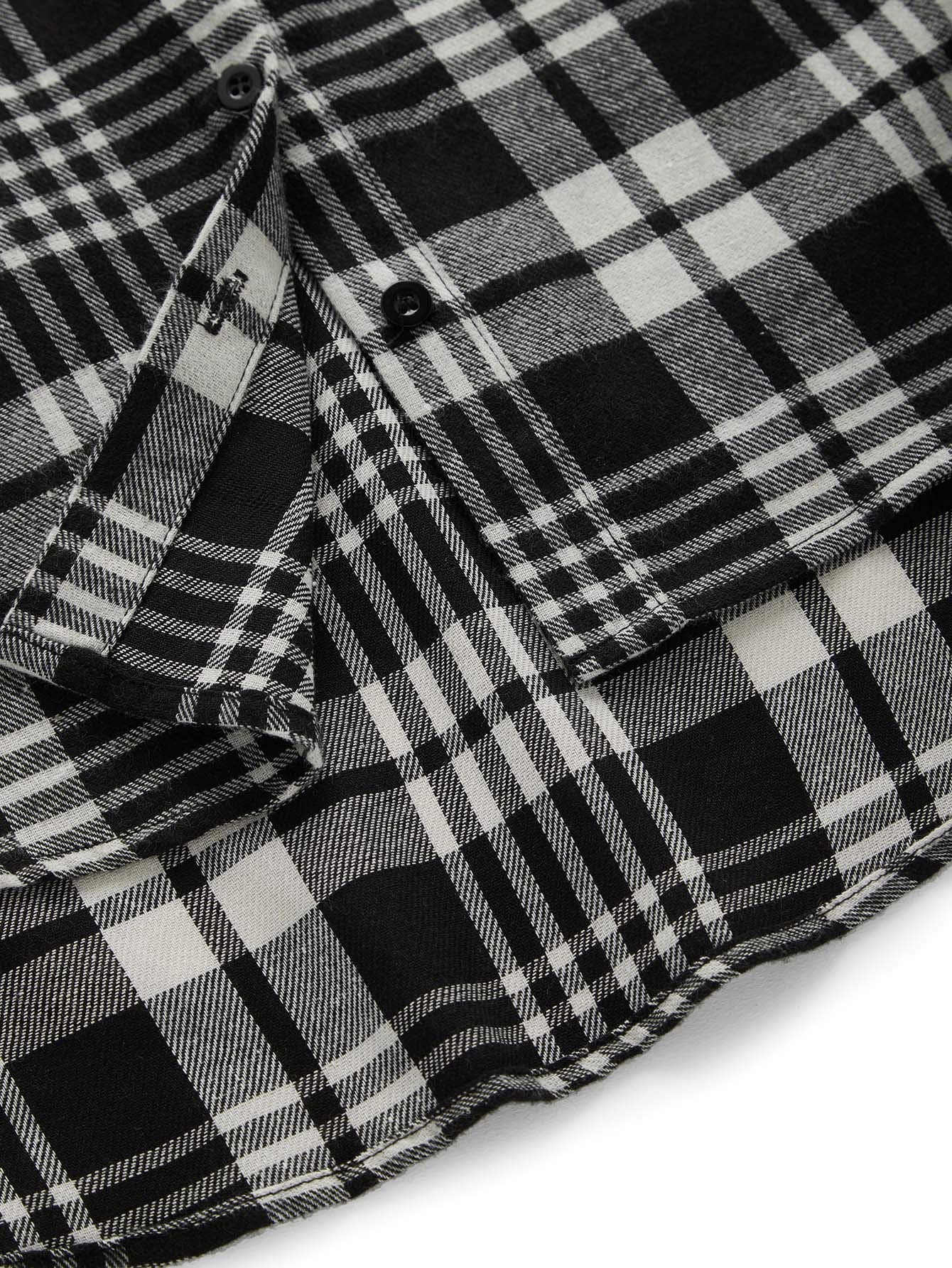 SweatyRocks Women's Long Sleeve Plaid Hoodie Jacket Button Down Blouse Tops Black White Medium