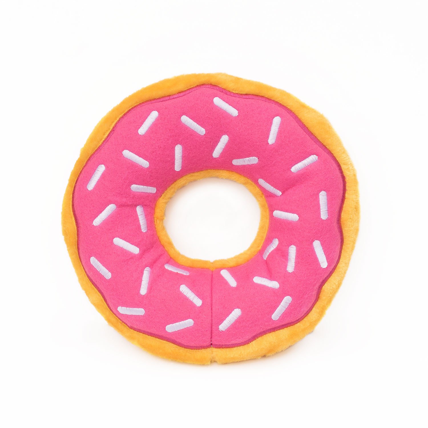 ZippyPaws - Jumbo Donutz - Strawberry - Interactive Pet Donut Toys for Dogs with Embroidered Sprinkles, Soft, No Stuffing, Durable Large Breed Dog & Puppy Toys with Squeaker