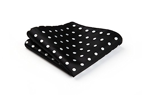 Polka Dot Ties for Men Black Tie and Pocket Square Set Classic Woven Formal Business Necktie Handkerchief for Wedding Party
