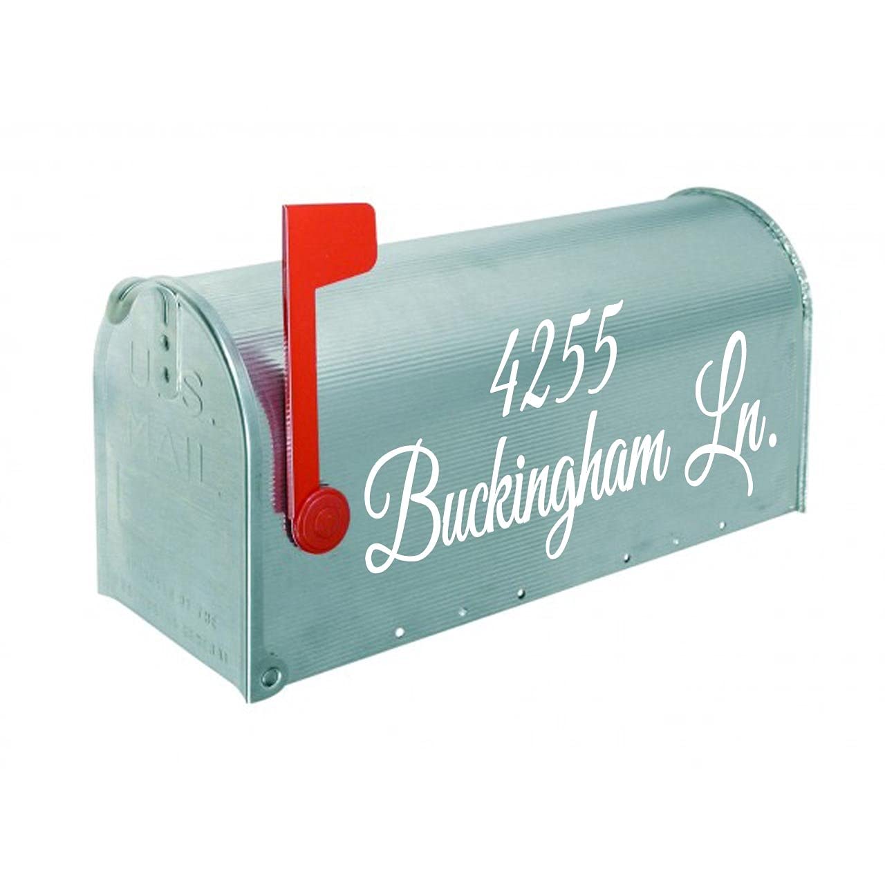 VWAQ Mailbox Address Decal Set of 2 - Insert Street Name & Address Personalized Decals CMB7 (White, 12" W X 4" H)
