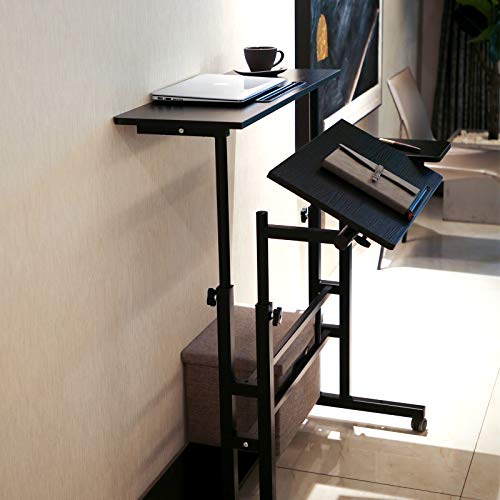 Zytty Portable Standing Desk, Small Standing Desk with Wheels Standing Laptop Desk Mobile Standing Desk for Home Office Adjustable Standing Desk, Stand Up Computer Desk Rolling Laptop Cart, Black