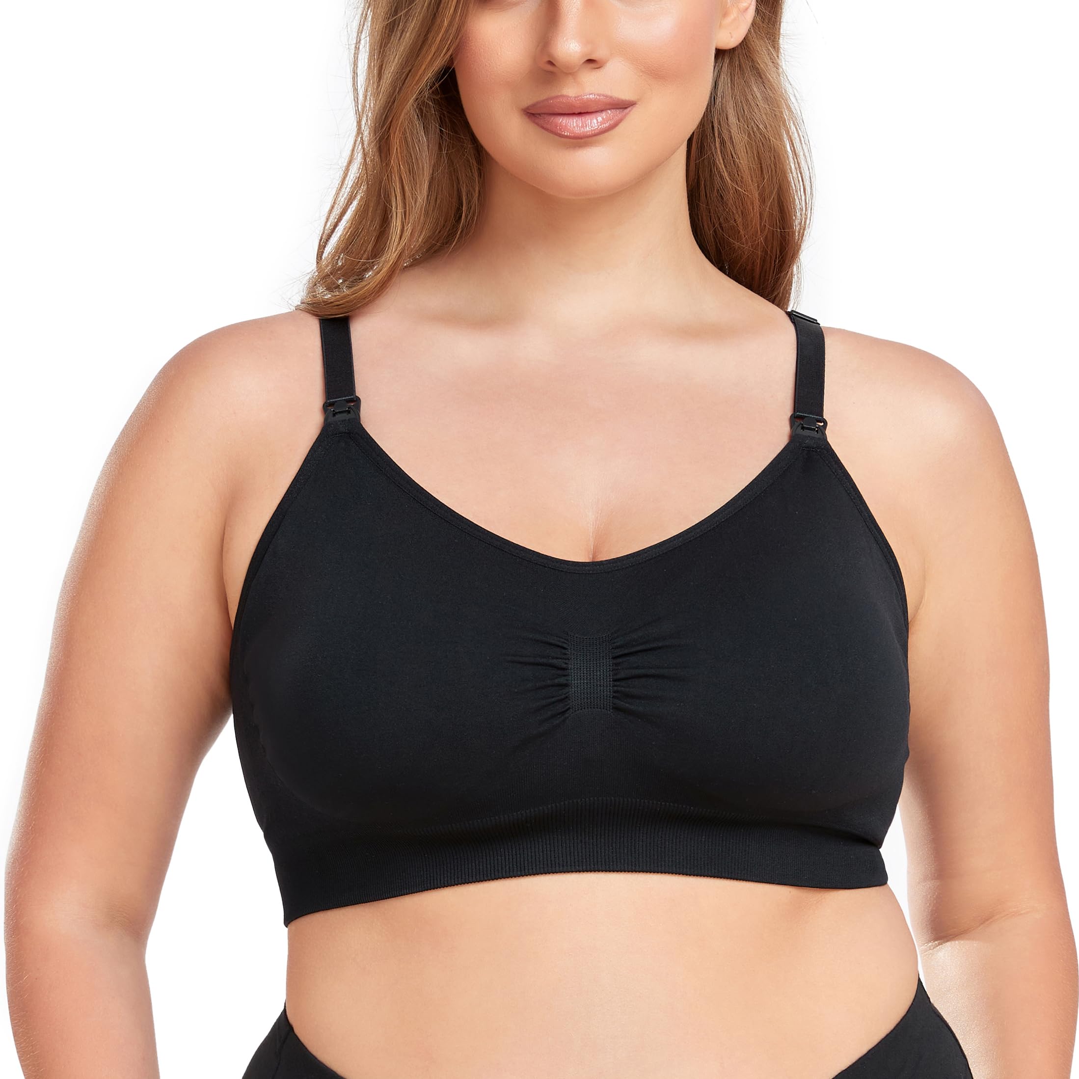 Suekaphin 5PACK Nursing Bra Wireless Bra Women's Sleeping Maternity Bra Breastfeeding Bra,X-Large,Black/Nude/Purplebean/SoftPink/Gray