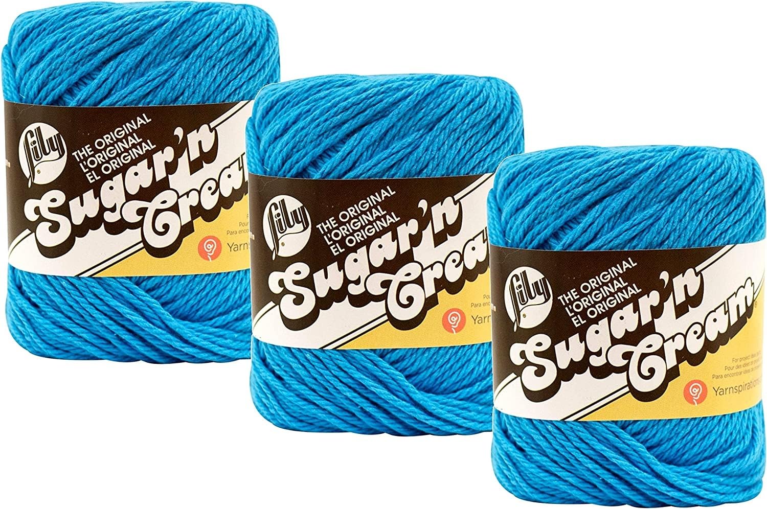 Bulk Buy: Lily Sugar 'n Cream Solids 100% Cotton Yarn (3-Pack) (Hot Blue #1742)
