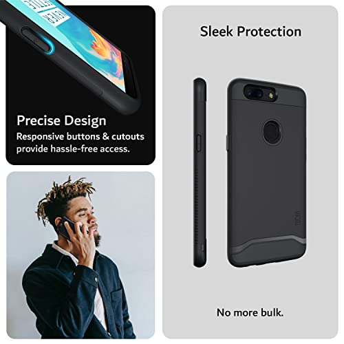 TUDIA DualShield Designed for OnePlus 5T Case, [Merge] Shockproof Heavy Duty Military Grade Dual Layer Slim Protective Case Cover - Matte Black