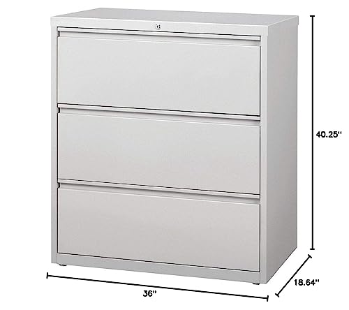 Hirsh 36-in Wide HL8000 Series Metal 3 Drawer Lateral File Cabinet Light Gray