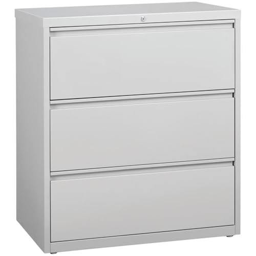 Hirsh 36-in Wide HL8000 Series Metal 3 Drawer Lateral File Cabinet Light Gray