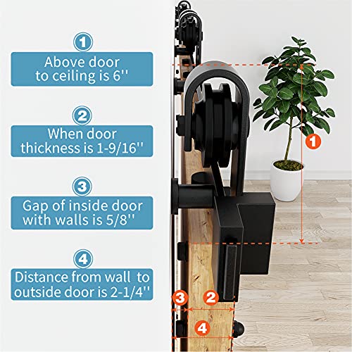 ZEKOO 9 FT Barn Door Hardware Kit for Cabinet Closet, Sliding Door Hardware for Double Barn Door, Heavy Duty Black Barn Door Track with Steel Hanger, Slide Smoothly Quietly, Easy Install