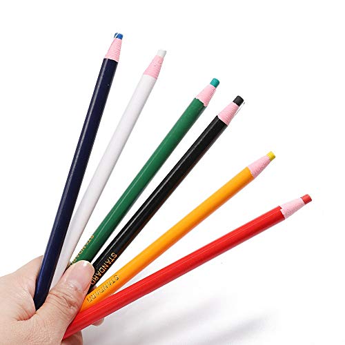 12 Pieces Sewing Mark Chalk Pencil Tailor's Marking and Tracing Tools Free Cutting Chalk Sewing Fabric Pencil,6 Colors (6 Colors)