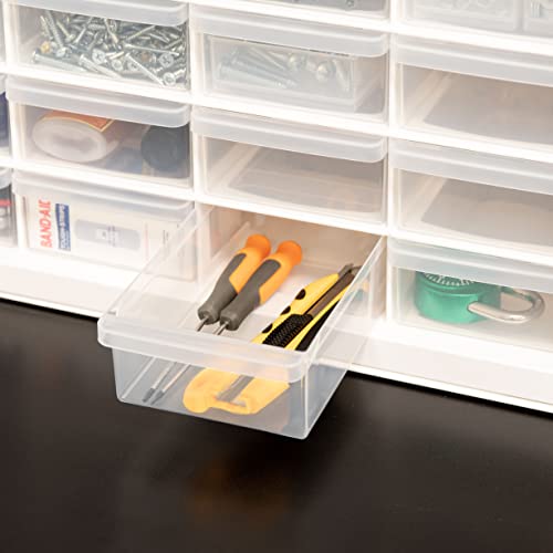 IRIS USA 24 Drawer Stackable Storage Cabinet for Hardware Crafts and Toys, 19.5-Inch W x 7-Inch D x 15.5-Inch H, White - Small Brick Organizer Utility Chest, Scrapbook Art Hobby Multiple Compartment