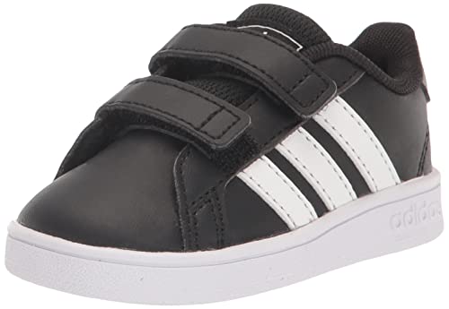 adidas unisex baby Grand Court Tennis Shoe, Black/White/White, 10 Toddler US